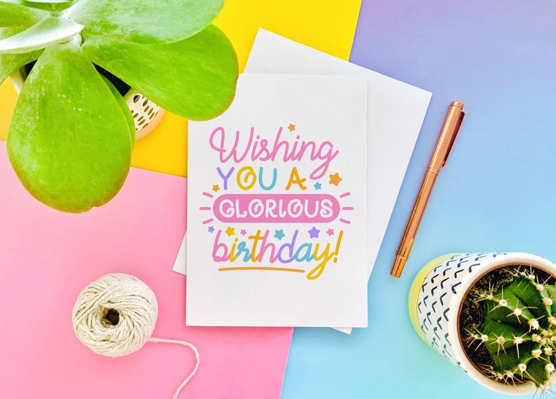 Glorious Birthday Colourful Greeting Card - Etsy