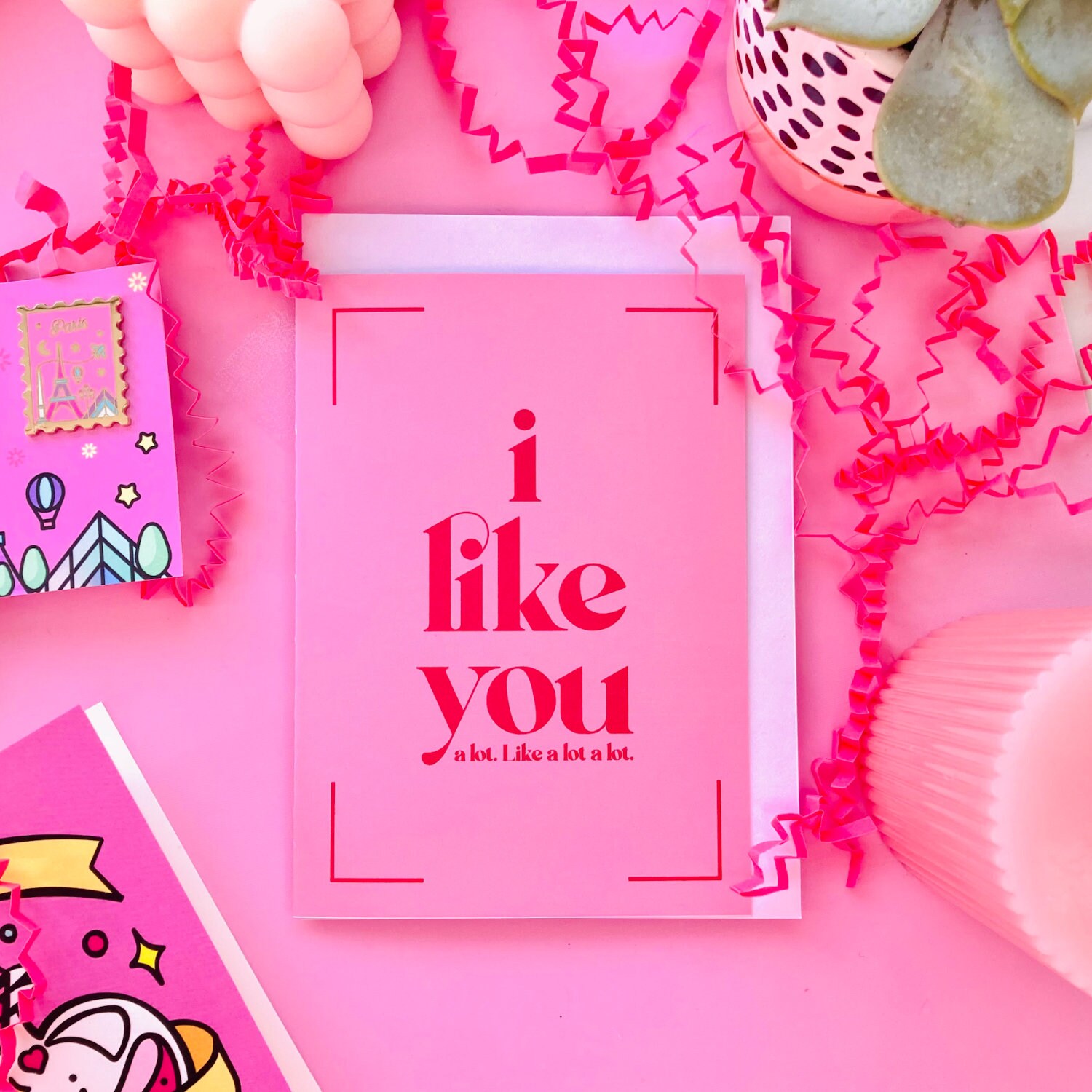 Valentines Day Greeting Card, I Like You A Lot Luxury Red and Pink Card ...