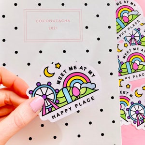 Meet Me at My Happy Place Cute Kawaii Vinyl Sticker - Etsy