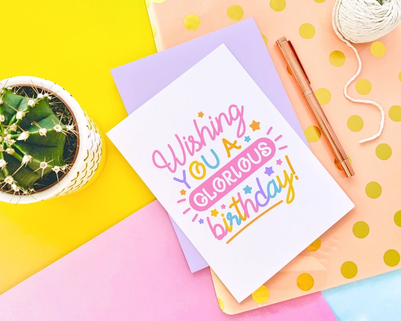 Glorious Birthday Colourful Greeting Card - Etsy
