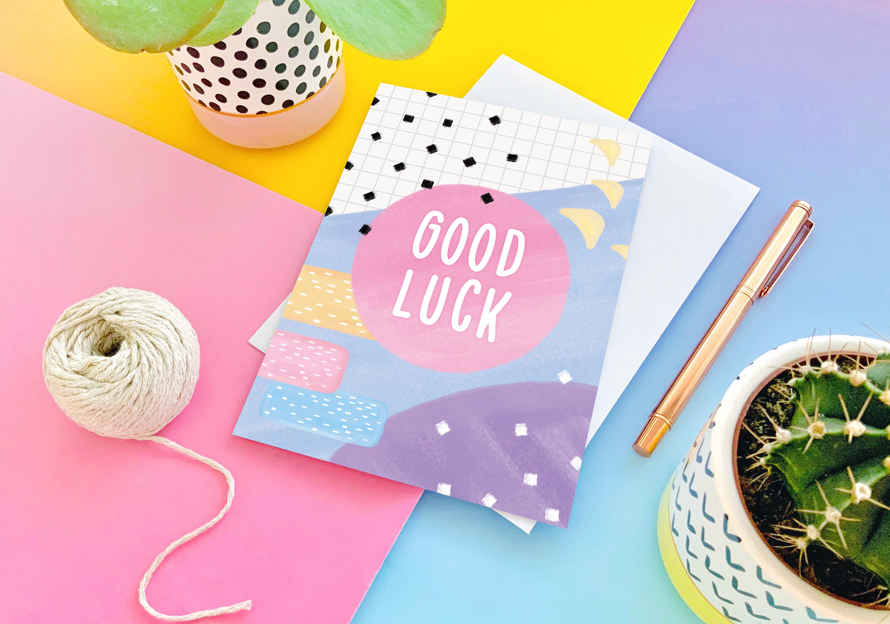 Good Luck Memphis 90s Inspired Retro Greeting Card | Etsy