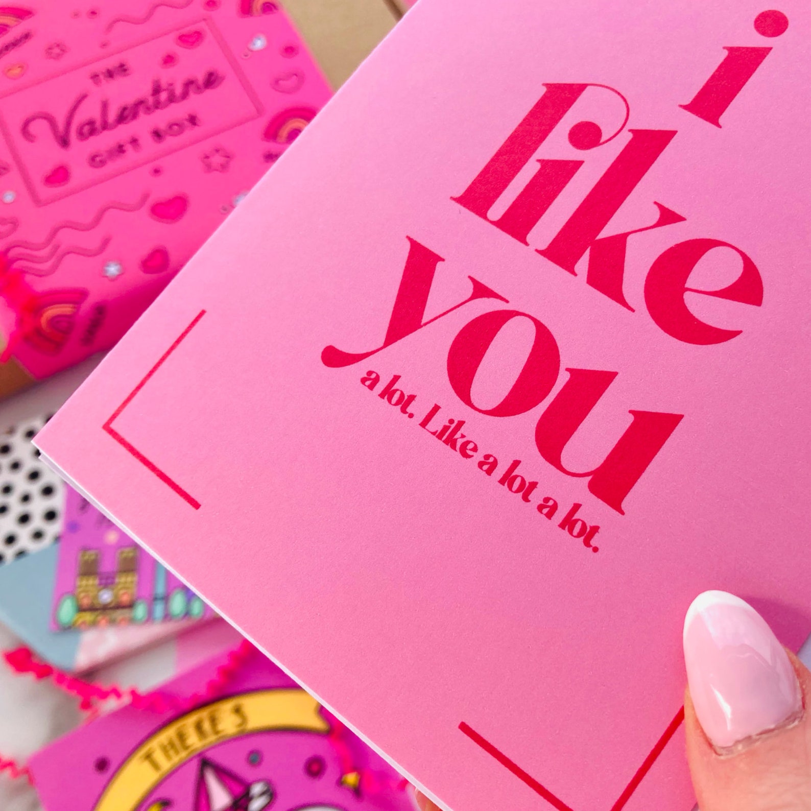 Valentines Day Greeting Card, I Like You A Lot Luxury Red and Pink Card ...