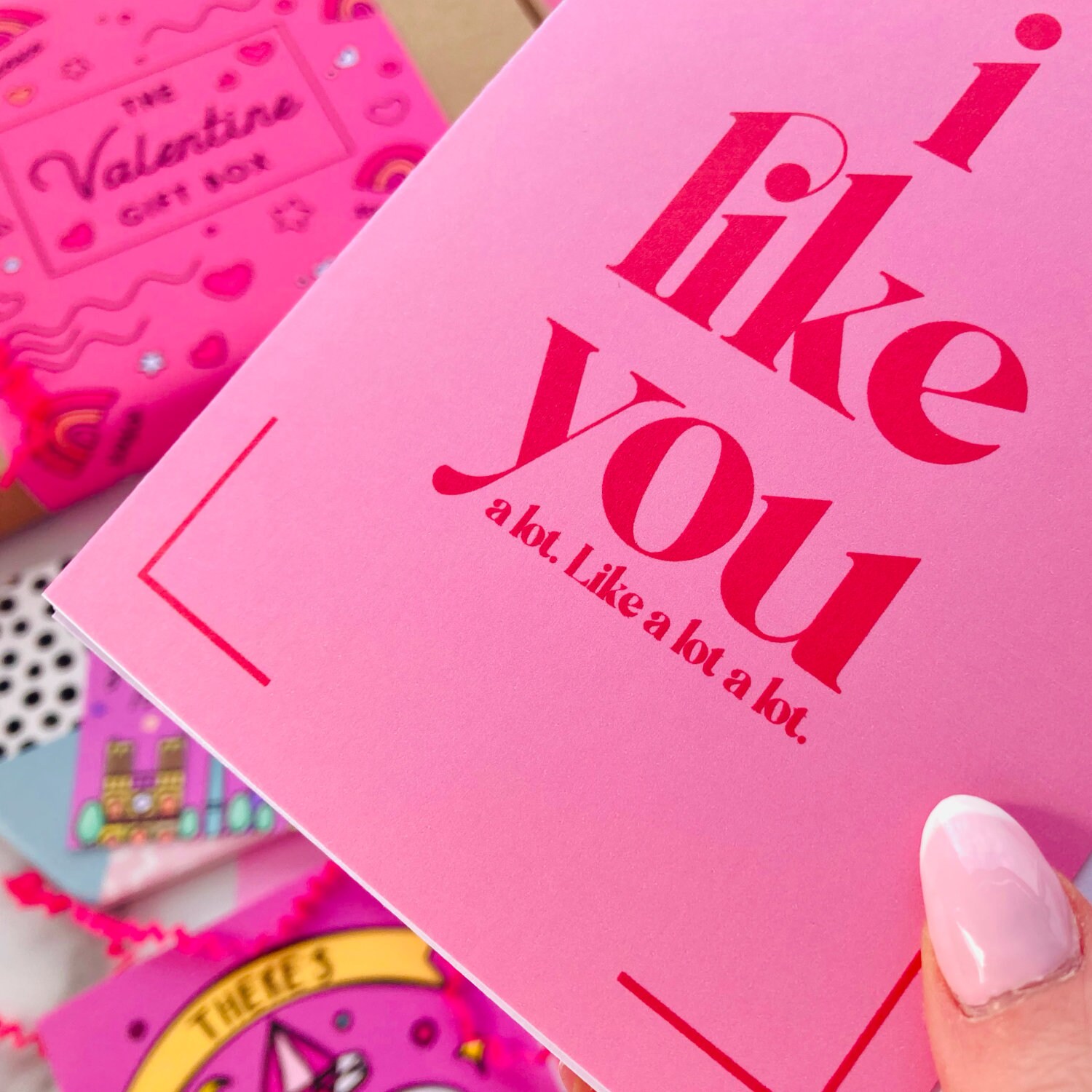 Valentines Day Greeting Card, I Like You A Lot Luxury Red and Pink Card ...