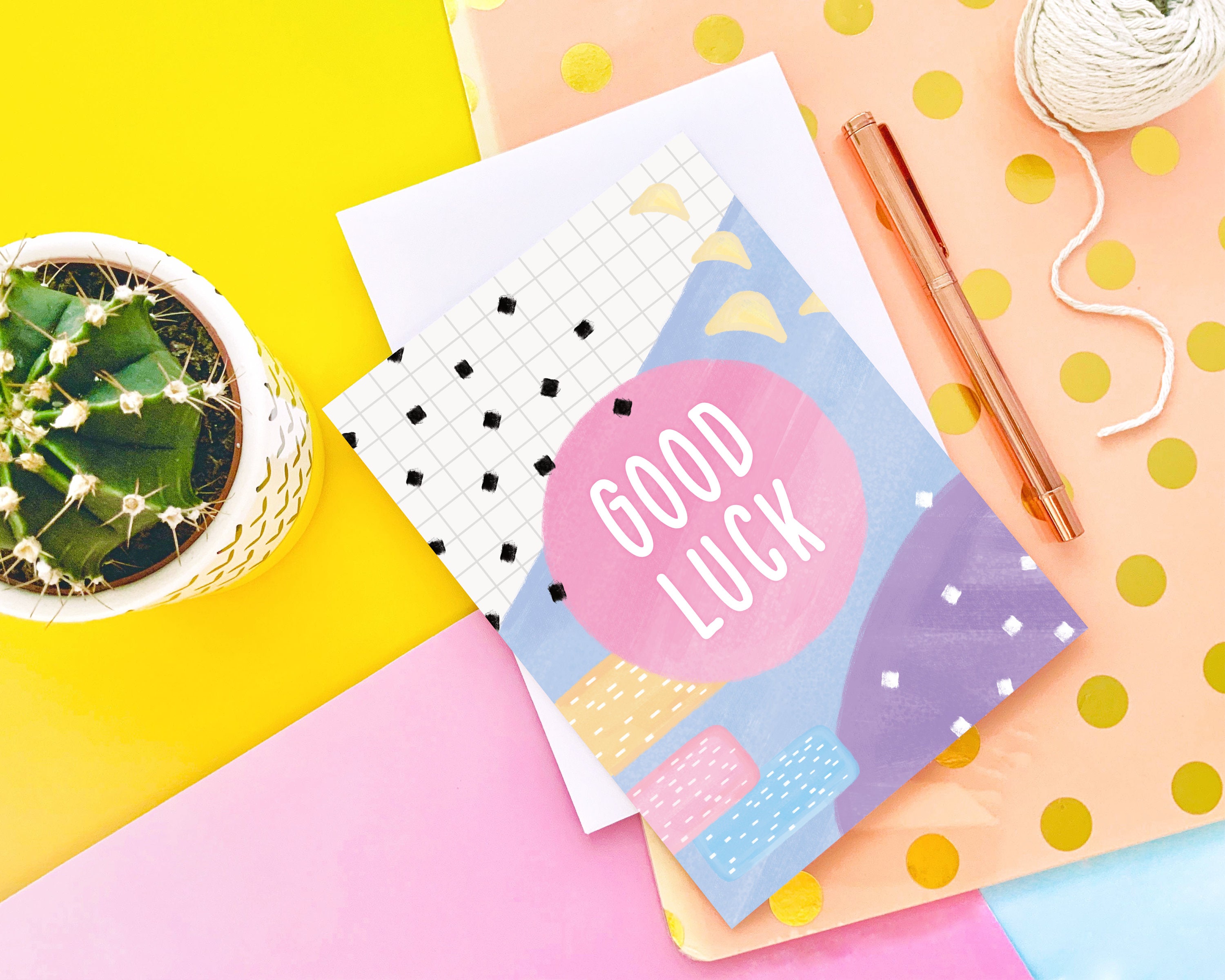 Good Luck Memphis 90s Inspired Retro Greeting Card | Etsy