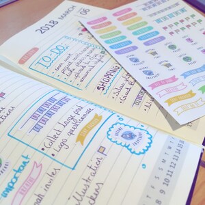 Cute Planner Sticker Set. Journal Diary Stickers. Days of the Week ...