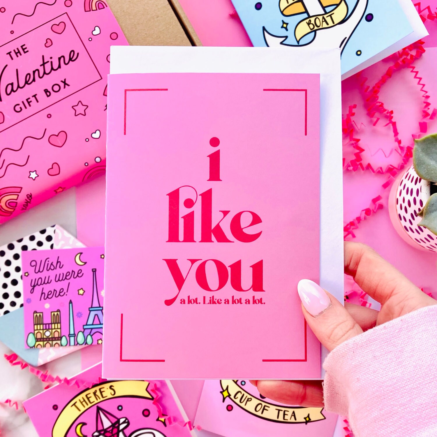 Valentines Day Greeting Card, I Like You A Lot Luxury Red and Pink Card ...