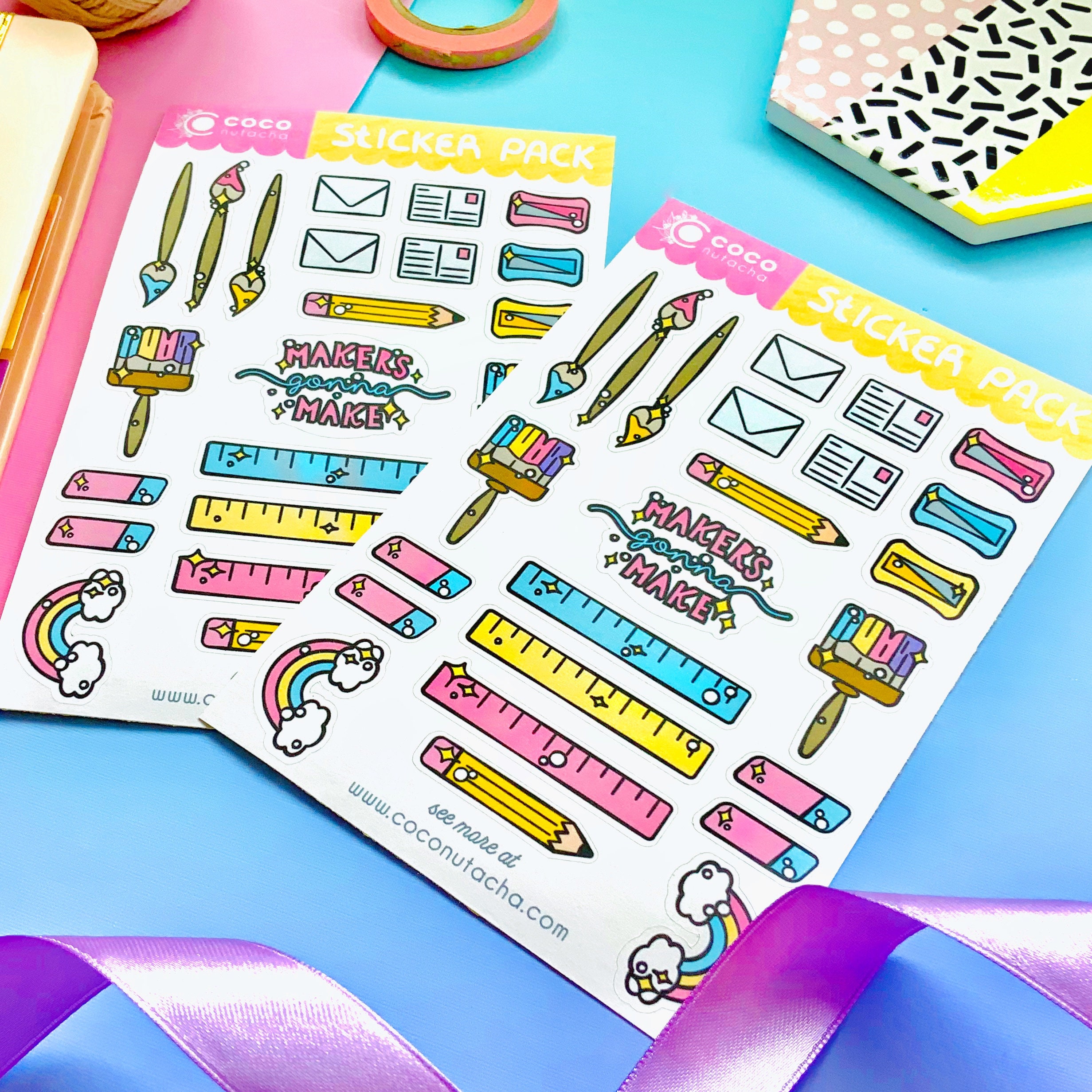 Makers Gonna Make Sticker Pack. Stationery Sticker Set With 2 Pages ...