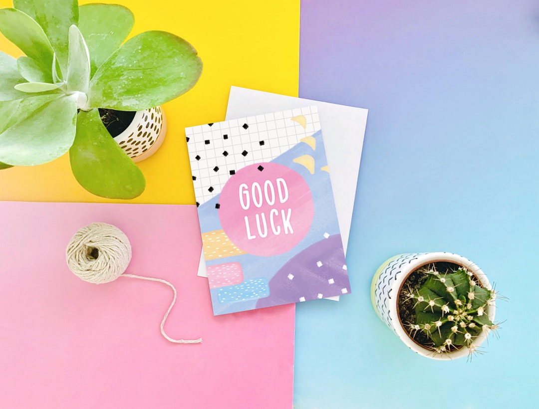 Good Luck Memphis 90s Inspired Retro Greeting Card - Etsy