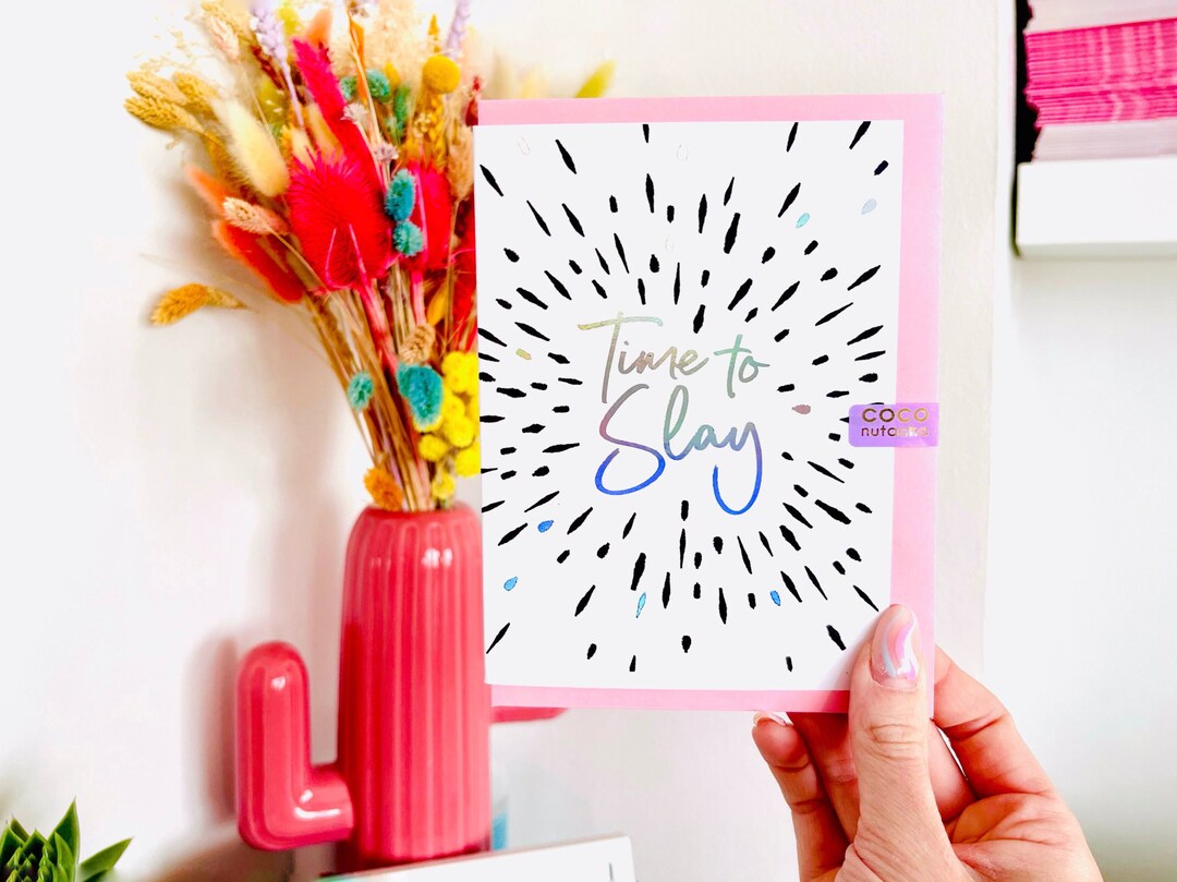 Time to Slay Rainbow Birthday Card. Pride Month LGBTQ With - Etsy