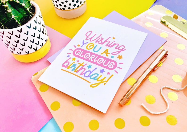 Glorious Birthday Colourful Greeting Card - Etsy