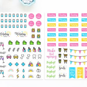 Daily Planner Sticker Set. Cute Bullet Journal Diary Stickers. Days of ...
