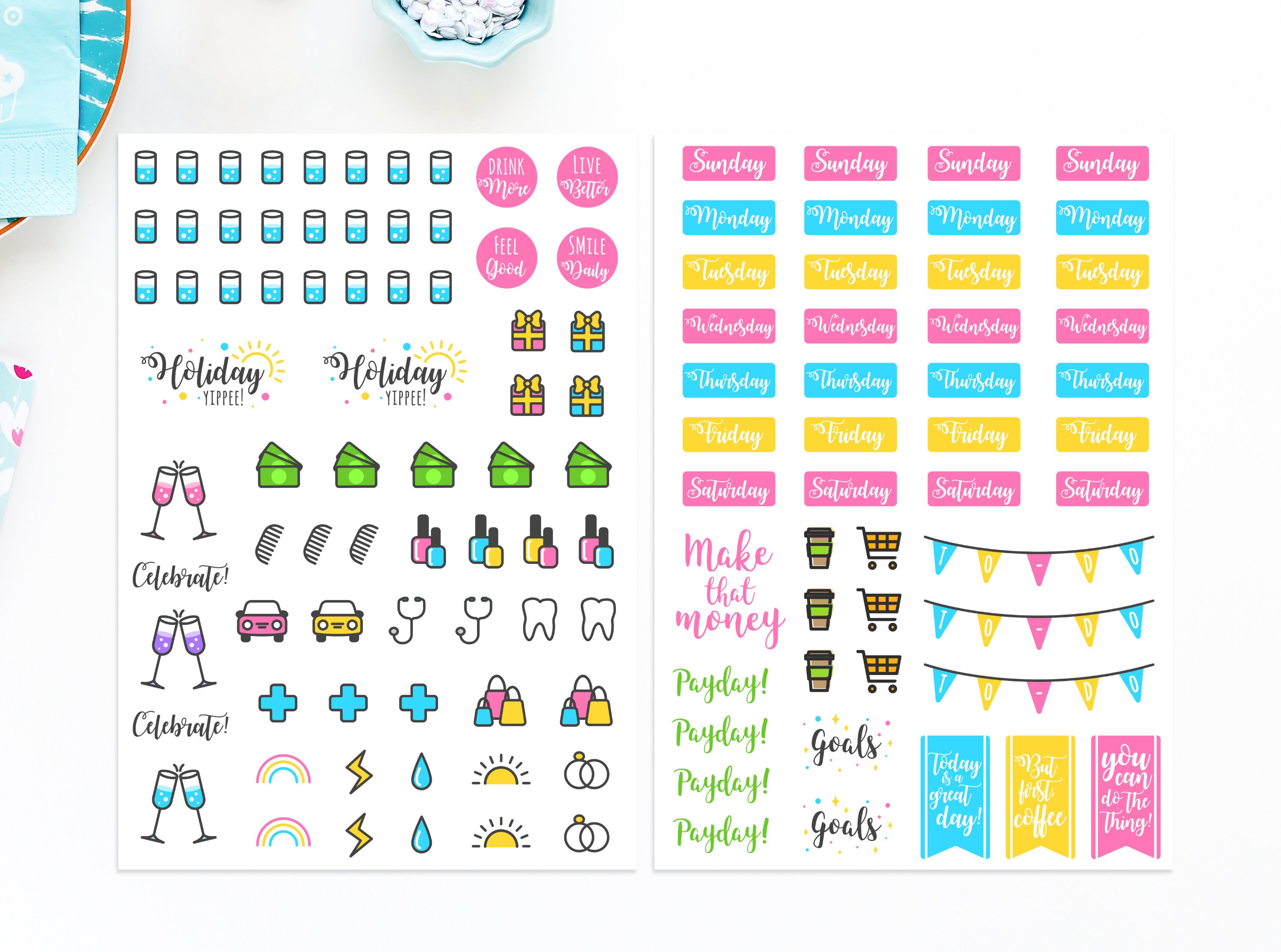 Daily Planner Sticker Set. Cute Bullet Journal Diary Stickers. | Etsy UK