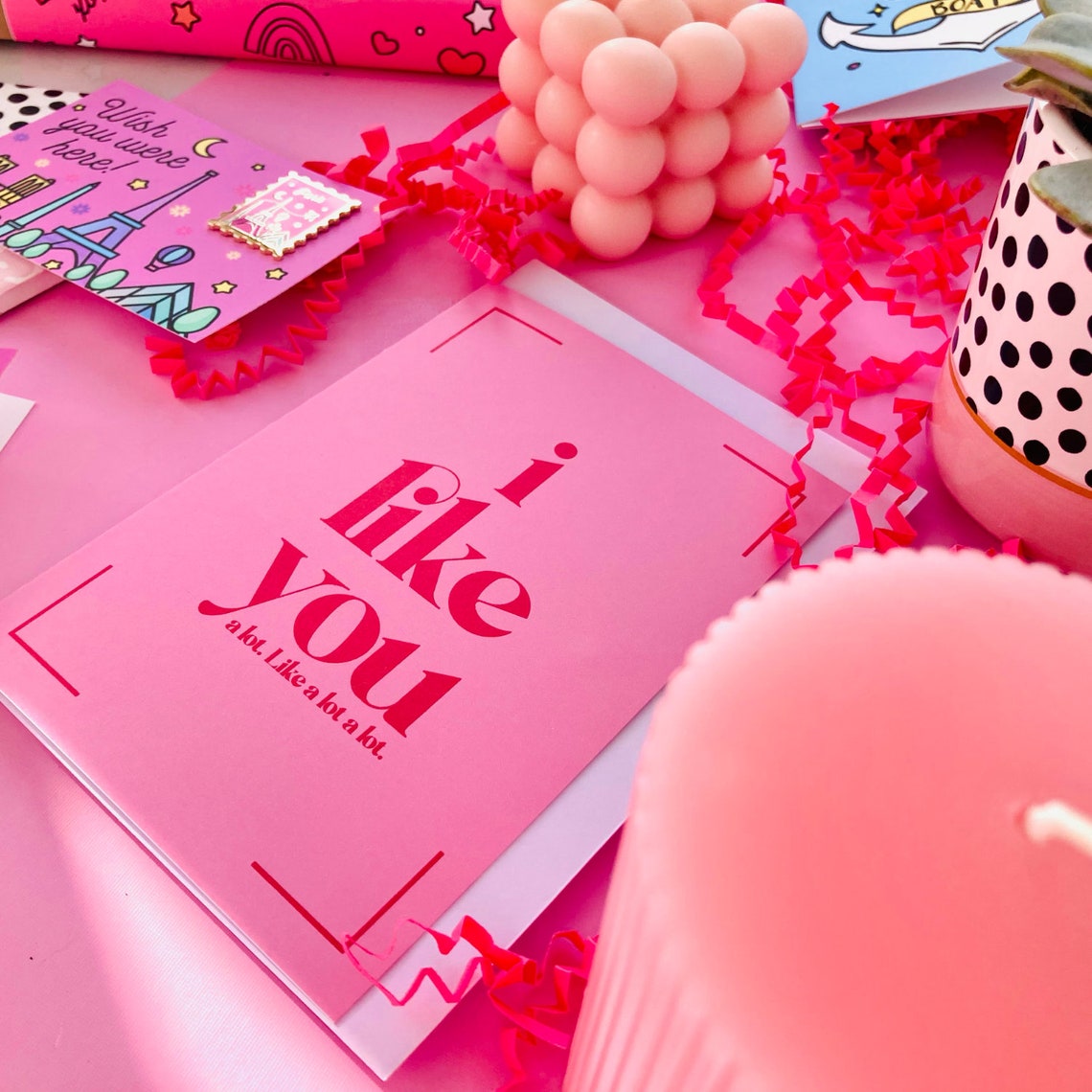Valentines Day Greeting Card, I Like You A Lot Luxury Red and Pink Card ...