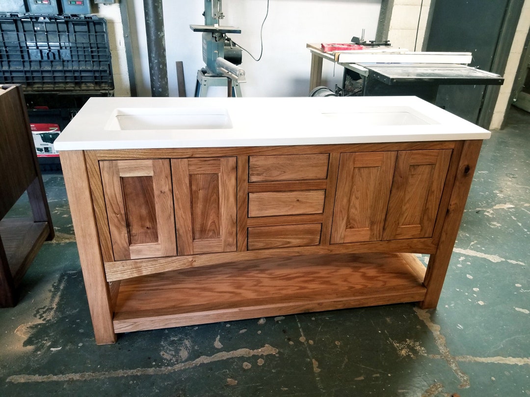 White Walnut Vanity With Quartz Top - Etsy
