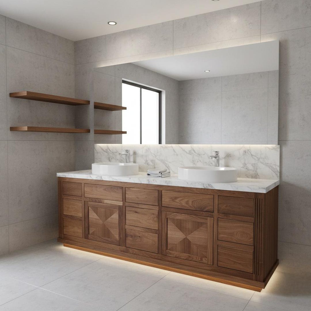 Black Walnut Vanity With Custom Rift Sawn Veneer. - Etsy
