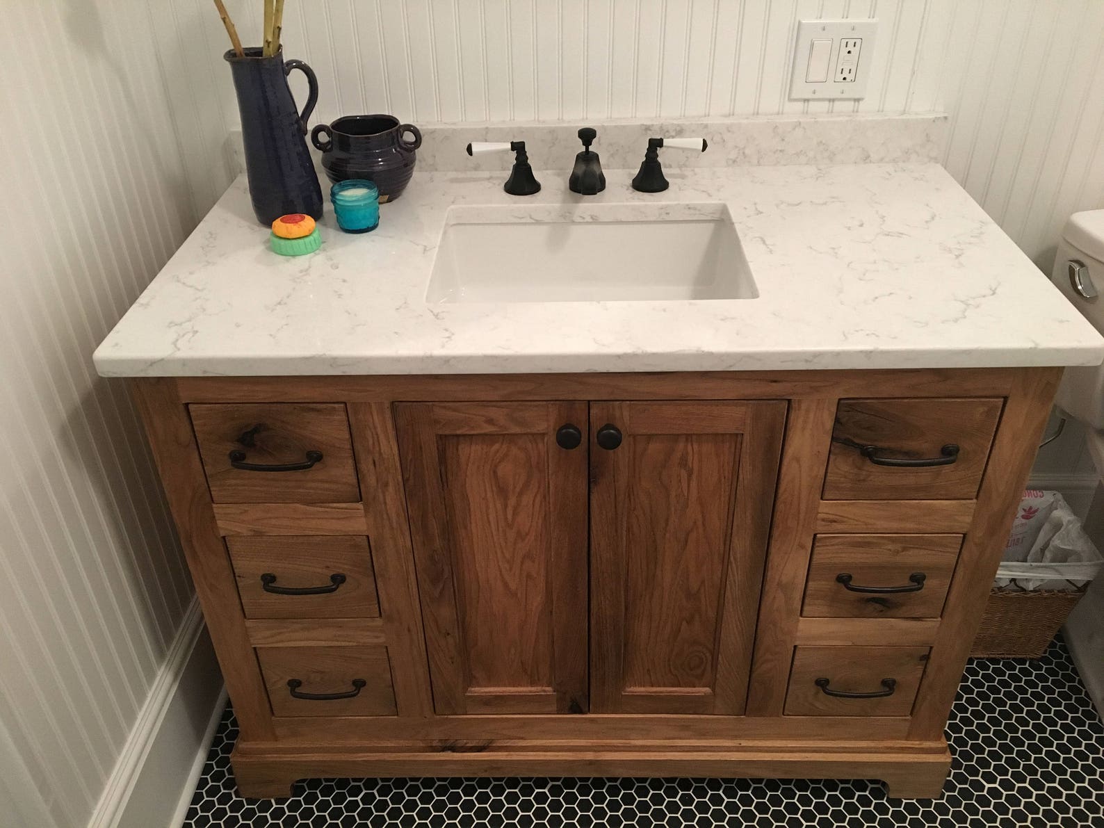 White Walnut Vanity With Marble Top - Etsy