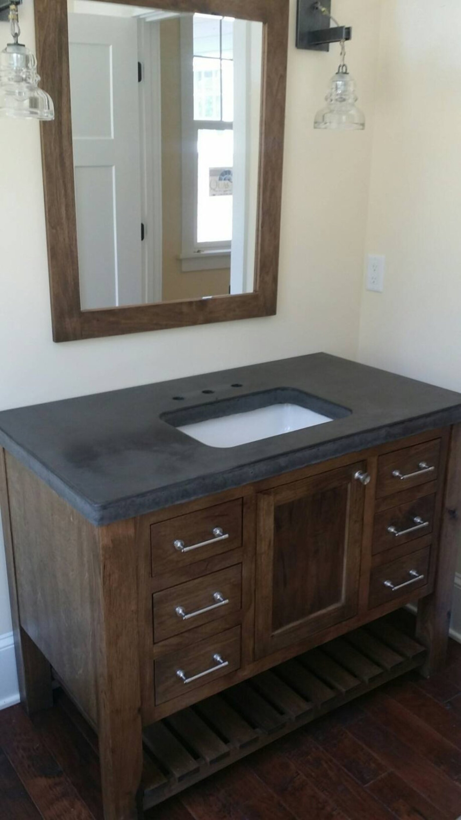 White Walnut Vanity With Natural Walnut Stain - Etsy