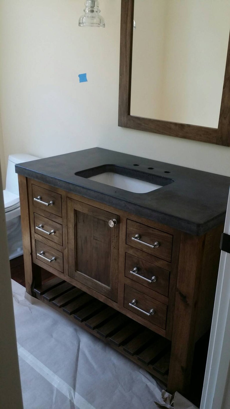 White Walnut Vanity With Natural Walnut Stain - Etsy