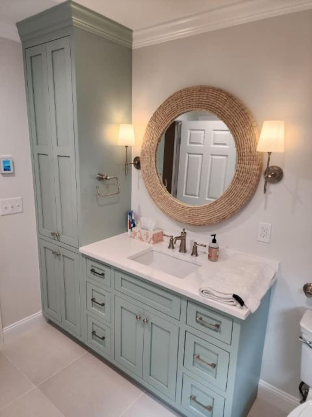 Soft Maple Bathroom Vanity With Linen Tower Etsy