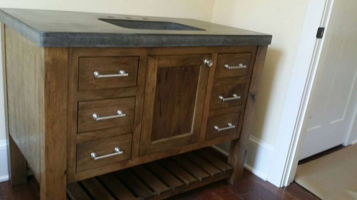 White Walnut Vanity With Natural Walnut Stain - Etsy