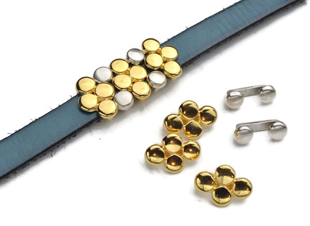 5pc Circle Sliders - Gold and Antique Silver - for Use With 10MM Flat ...