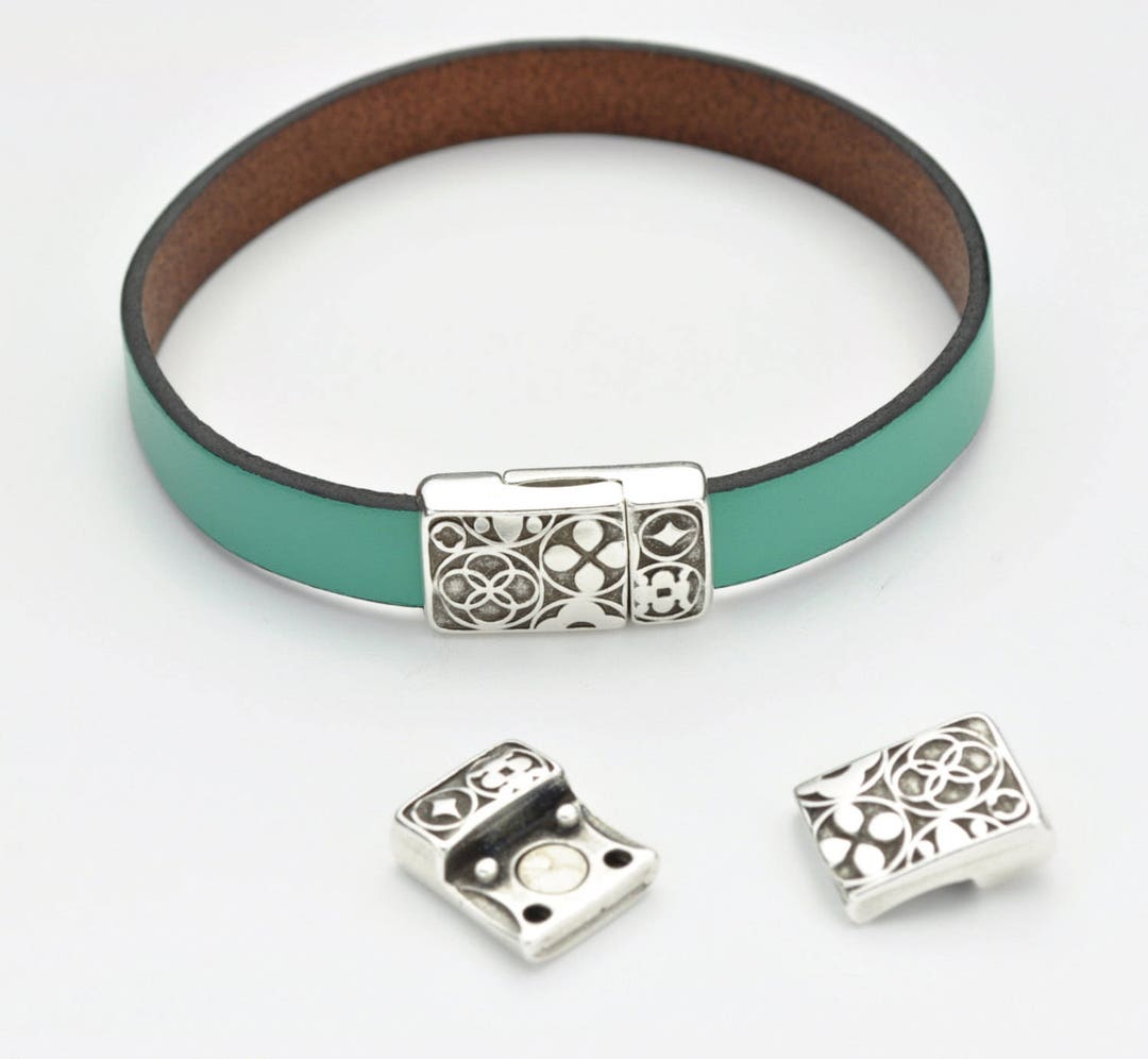 10MM Industrial Embossed Floral Circular Magnetic Clasp - Antique ...