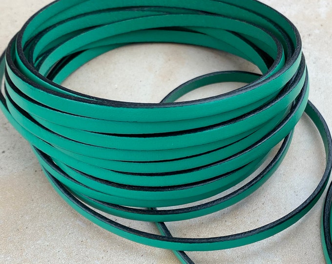 5MM Flat Leather - Teal Leather Cord - 2ft/24" - Genuine Leather Cord ...