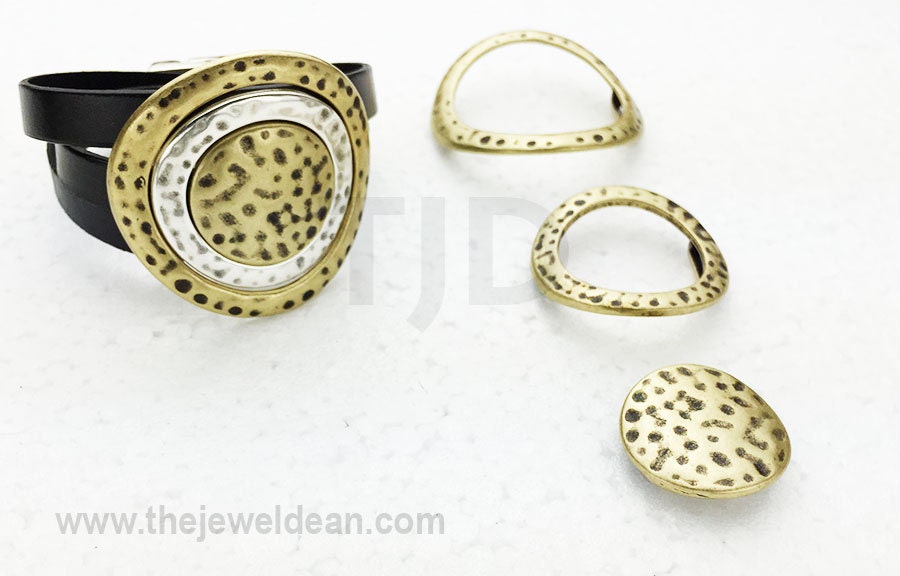 Textured Disc/ring Sliders - Gold - for Use With 20MM Flat Leather ...