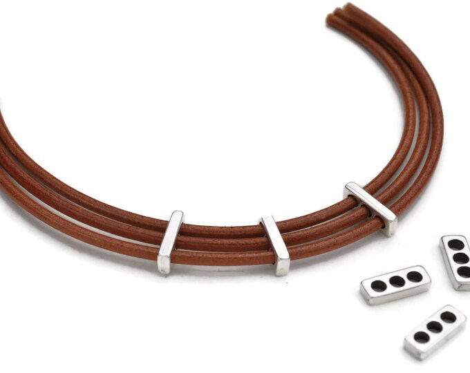 Triple Strand Separator for Leather Cords Beading Antique Silver High ...