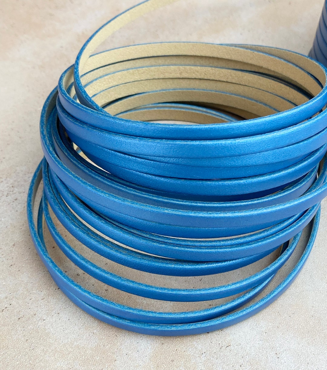 5MM Flat Leather - Metallic Blue Leather Cord - 2ft/24" - Genuine ...