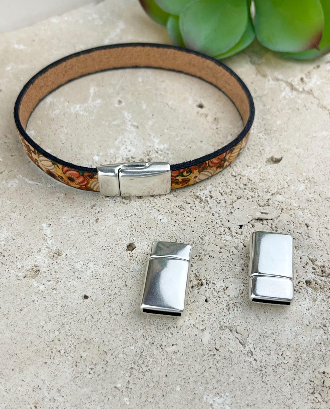 10MM Flat Leather Cord Clasp for Bracelet Making - 10x2mm Magnetic ...
