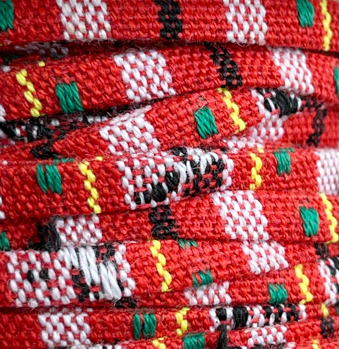 5MM Red Multi Flat Cotton Cord - 1m/39.4" - Red Ethnic Cord ...