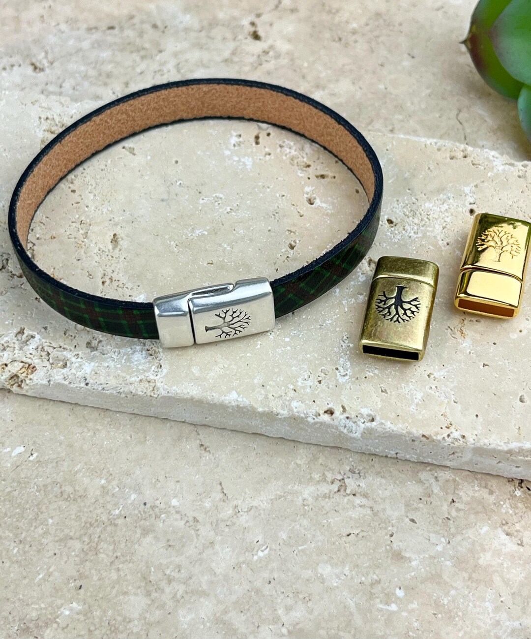 10MM Flat Leather Cord Clasp for Bracelet Making - Tree of Life ...