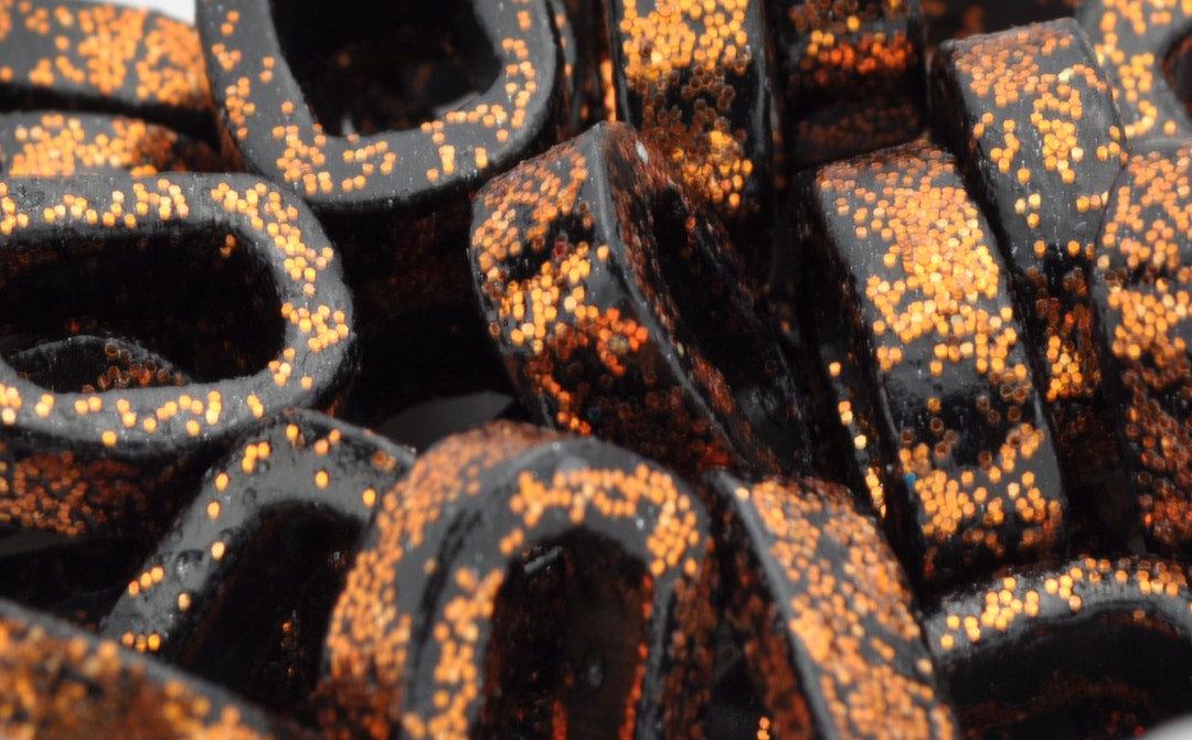 Greek Ceramic Rondelle Slider -black/glitter Copper - for Use With ...