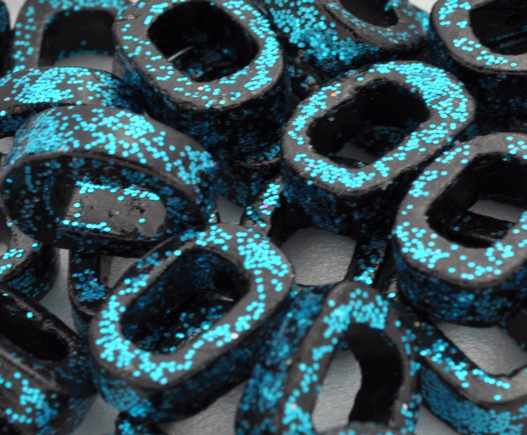 Greek Ceramic Rondelle Slider -black/glitter Turquoise - for Use With ...