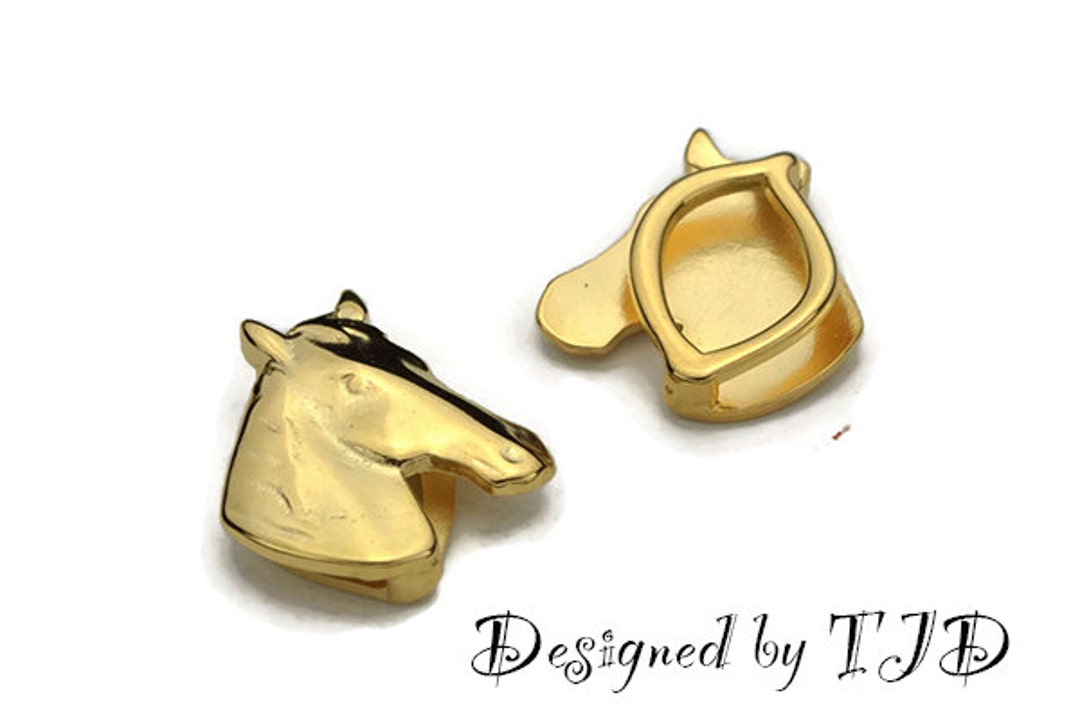 Leather Cord Sliders - Horse Slider for 10MM or 20MM Cord - Gold - High ...