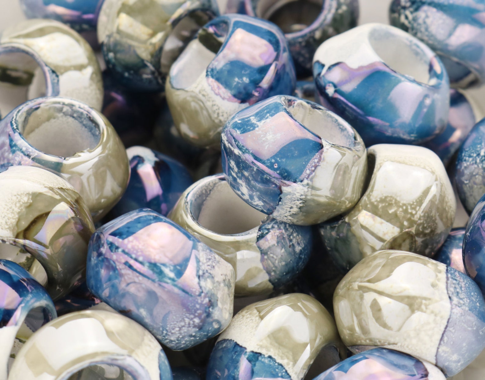 Beautiful Greek Ceramic Enamel Beads - Blue/taupe Multi - for 10MM ...