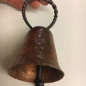 Hand Made Copper Bell, Forged Steel Hangers and Clapper, Holiday Decor ...