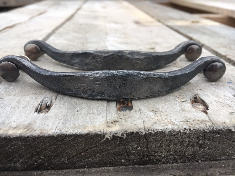 Drawer Handle Set, Cabinet Handles, Hand Forged Steel, Old Fashioned ...