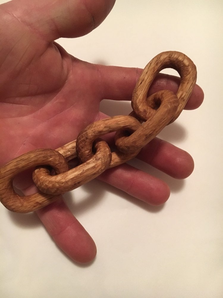 Hand carved hand whittled hardwood oak five wooden chain | Etsy