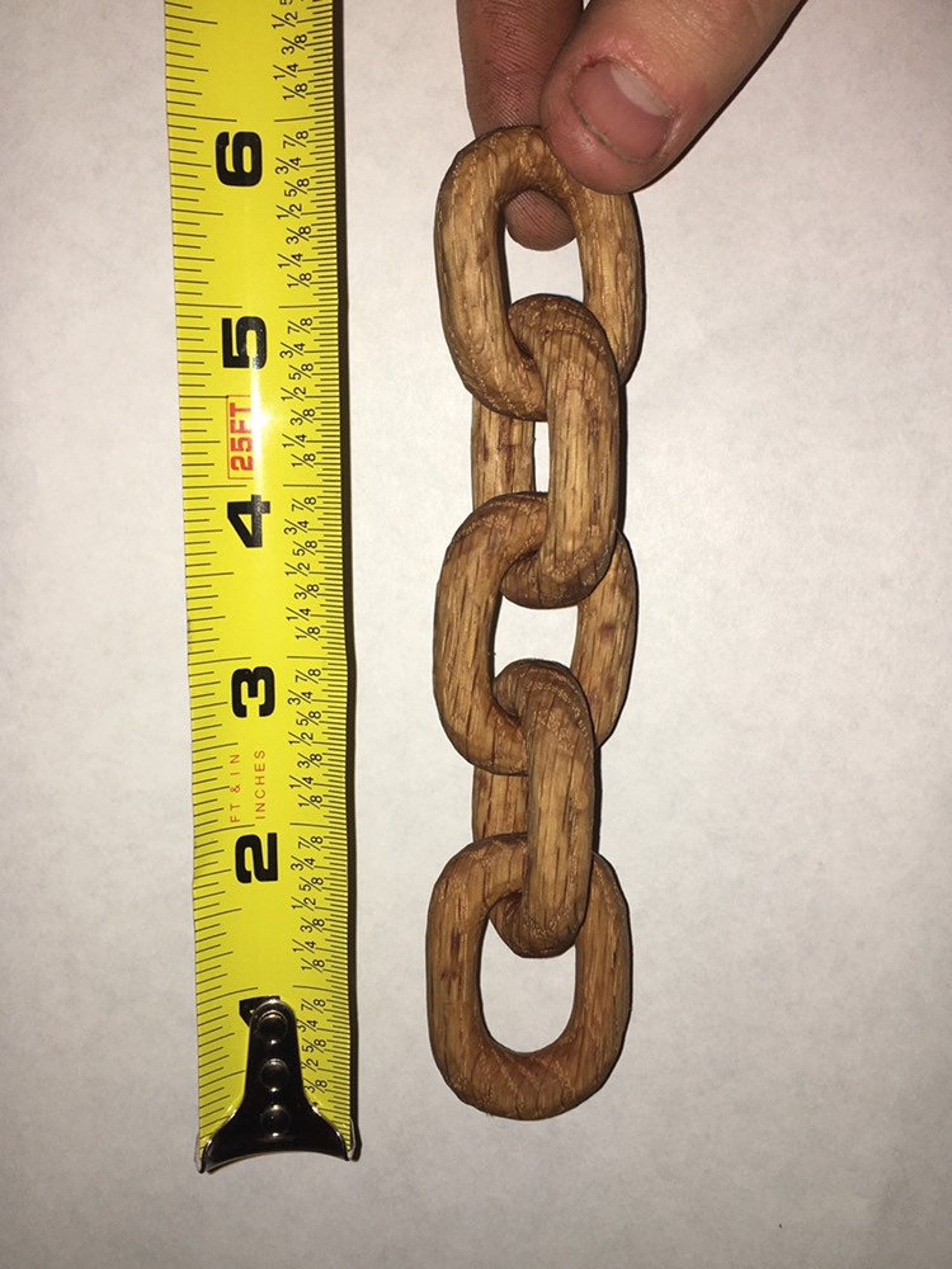 Hand carved hand whittled hardwood oak five wooden chain | Etsy