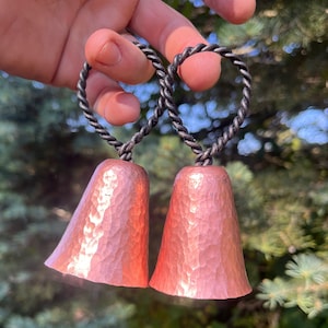 Handmade Miniature Copper Bell, Hand Forged Steel Hangers and Clapper ...