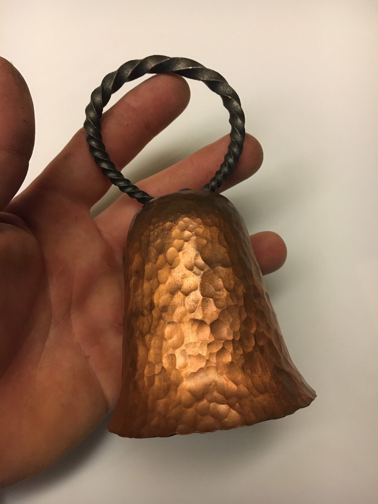 Hand Made Copper Bell, Forged Steel Hangers and Clapper, Holiday Decor ...