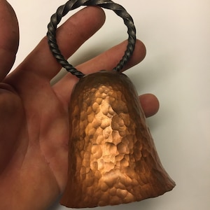 Hand Made Copper Bell, Forged Steel Hangers and Clapper, Holiday Decor ...