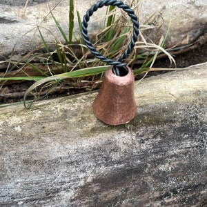 Handmade Miniature Copper Bell, Hand Forged Steel Hangers and Clapper ...