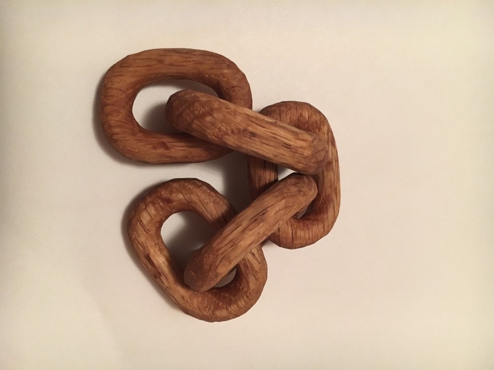 Hand Carved, Hand Whittled, Hardwood Oak, Five Wooden Chain Links. - Etsy