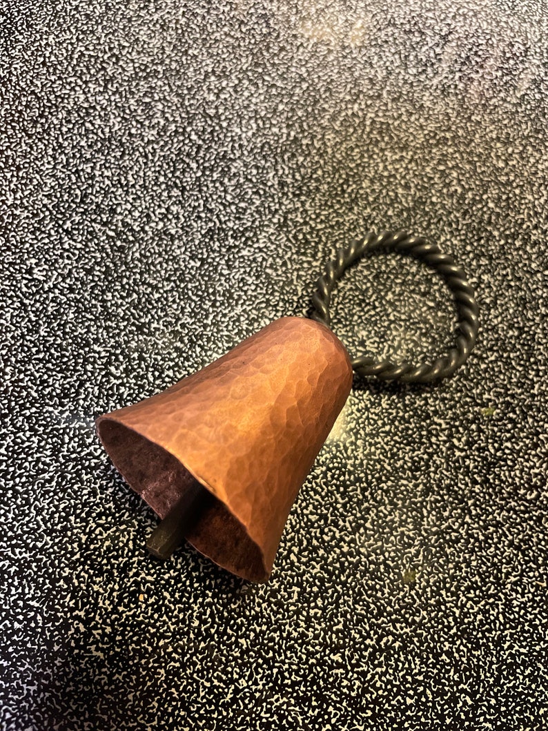 Handmade Miniature Copper Bell, Hand Forged Steel Hangers and Clapper ...