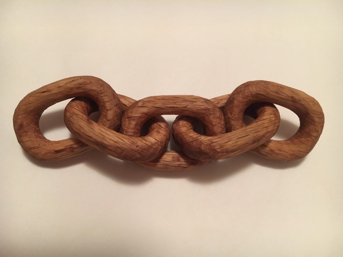 Hand Carved Hand Whittled Hardwood Oak Five Wooden Chain - Etsy