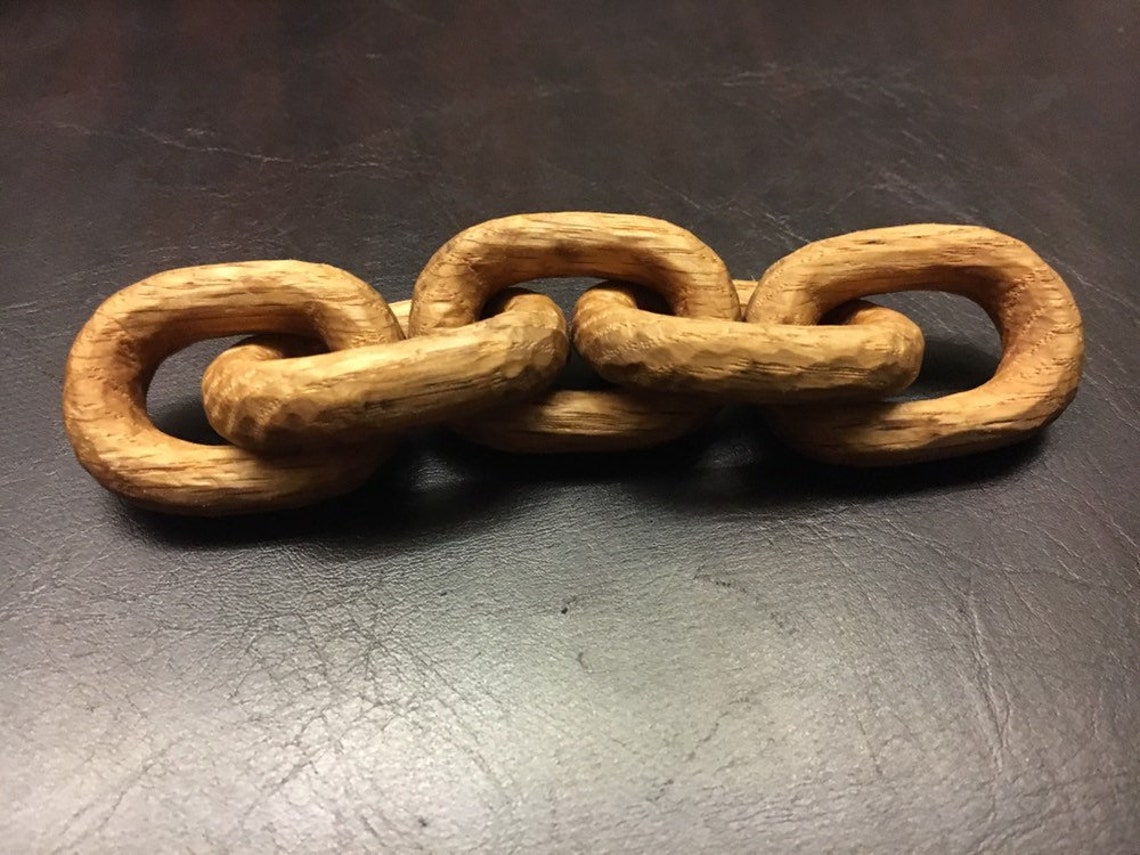 Hand Carved Hand Whittled Hardwood Oak Five Wooden Chain - Etsy
