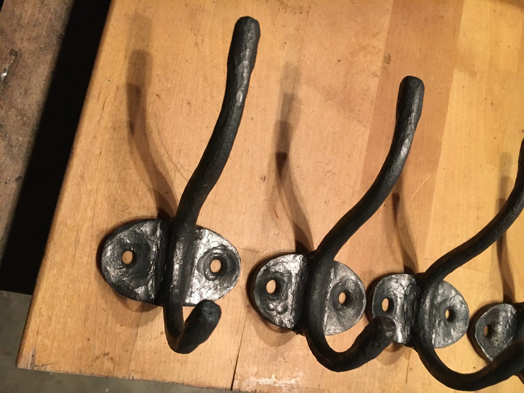 Hand Forged Iron Wall Hook, Coat and Hat Over-under Style. - Etsy